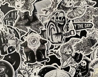 Gothic Black and White Stickers - Etsy