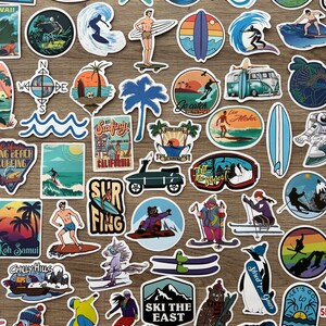 100pcs Mixed Skiing Surfing Outdoors Sports Themed Waterproof Stickers ...