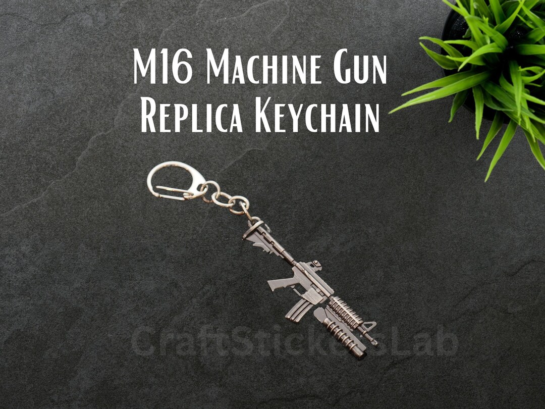 M16 Machine Gun Replica Keychain – Mini Metal Rifle Replica Model ...