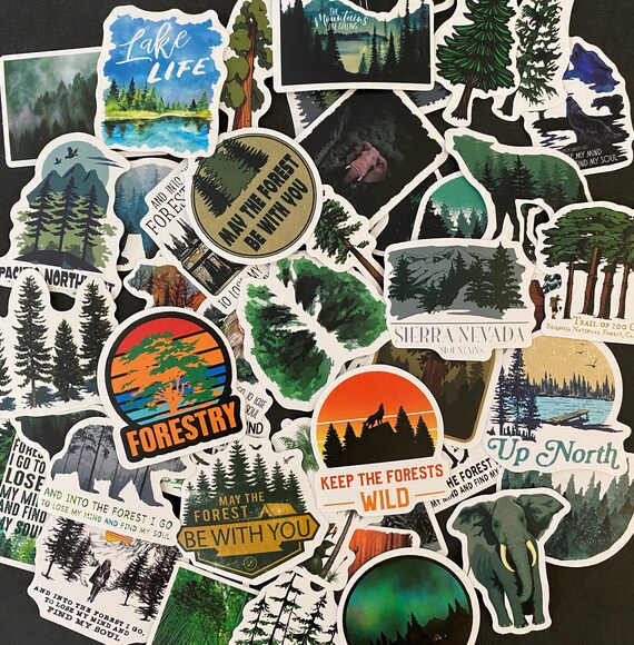 50pcs Camping Nature Forestry Themed Waterproof Stickers Pack - Etsy