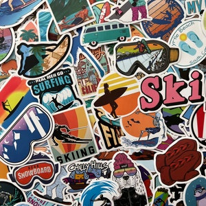 100pcs Mixed Skiing Surfing Outdoors Sports Themed Waterproof Stickers ...