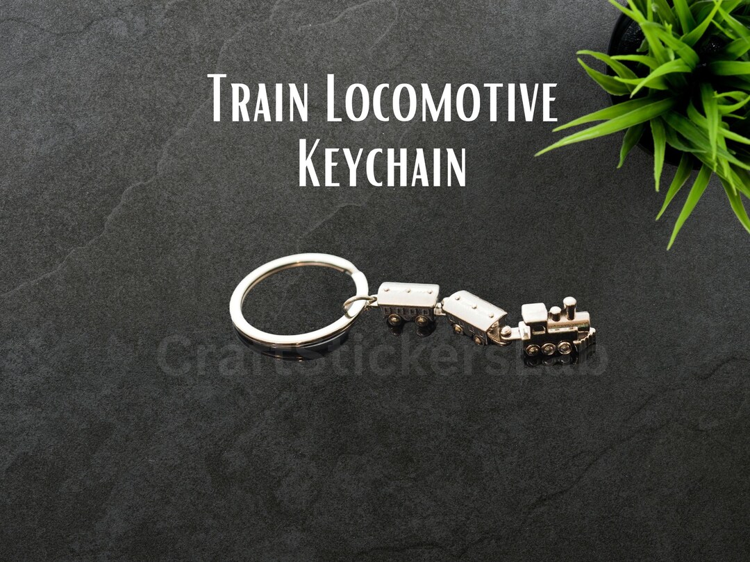 Silver Locomotive Keychain: 3D Train Engine Metal Keyring Stylish Gift ...