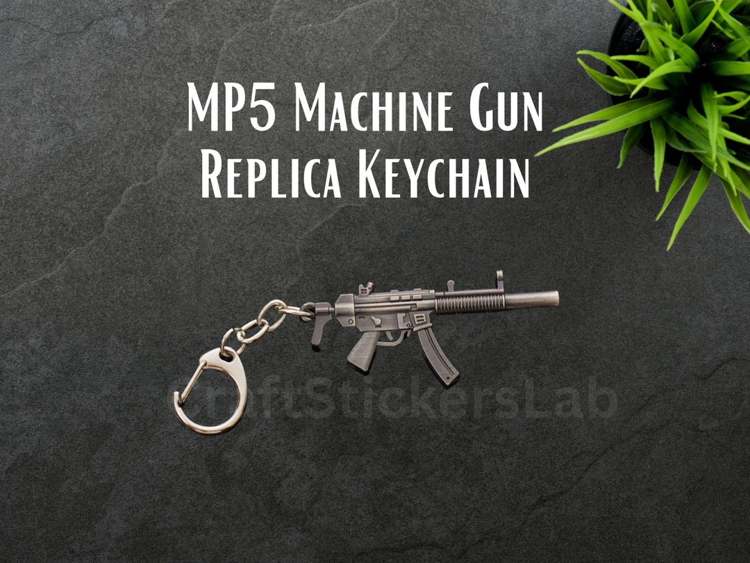 MP5 Machine Gun Replica Keychain Metal Model Gun Keyring With Barrel ...