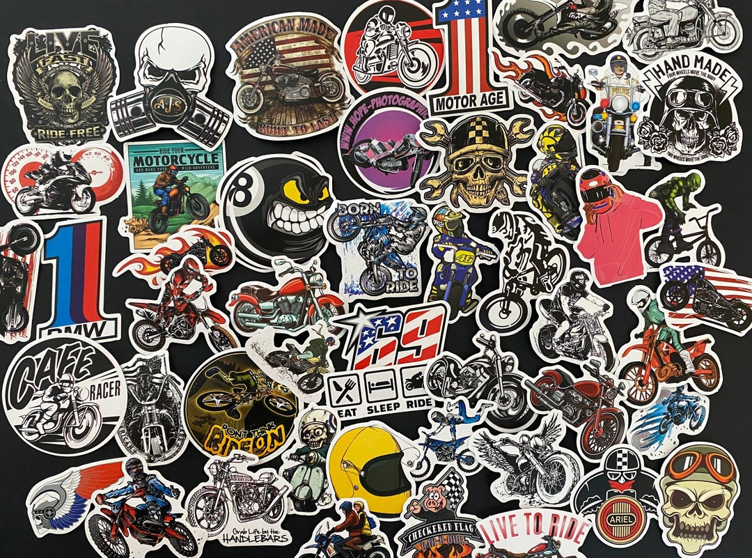 50pcs Motorcycle Bike Dirtbike Motocross USA Themed Waterproof Stickers ...