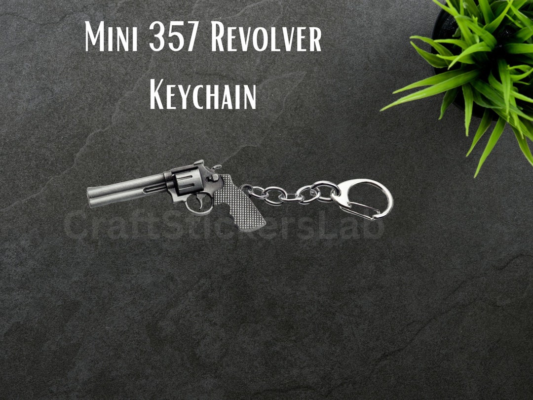 Miniature 357 Revolver Pistol Gun Model Black Metal Keychain Mini Key ...