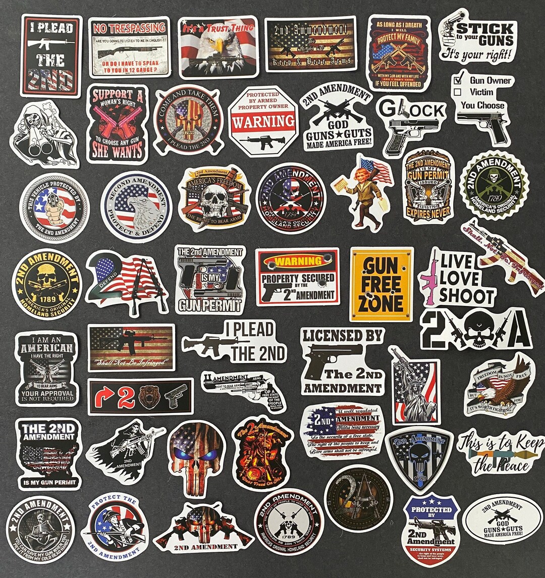 50pcs American 2nd Amendment Gun Freedom Rights Themed Waterproof ...
