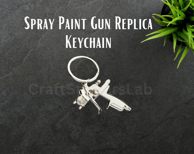 Spray Paint Gun Replica Keychain Silver Metal Key Chain Ring Pendant ...