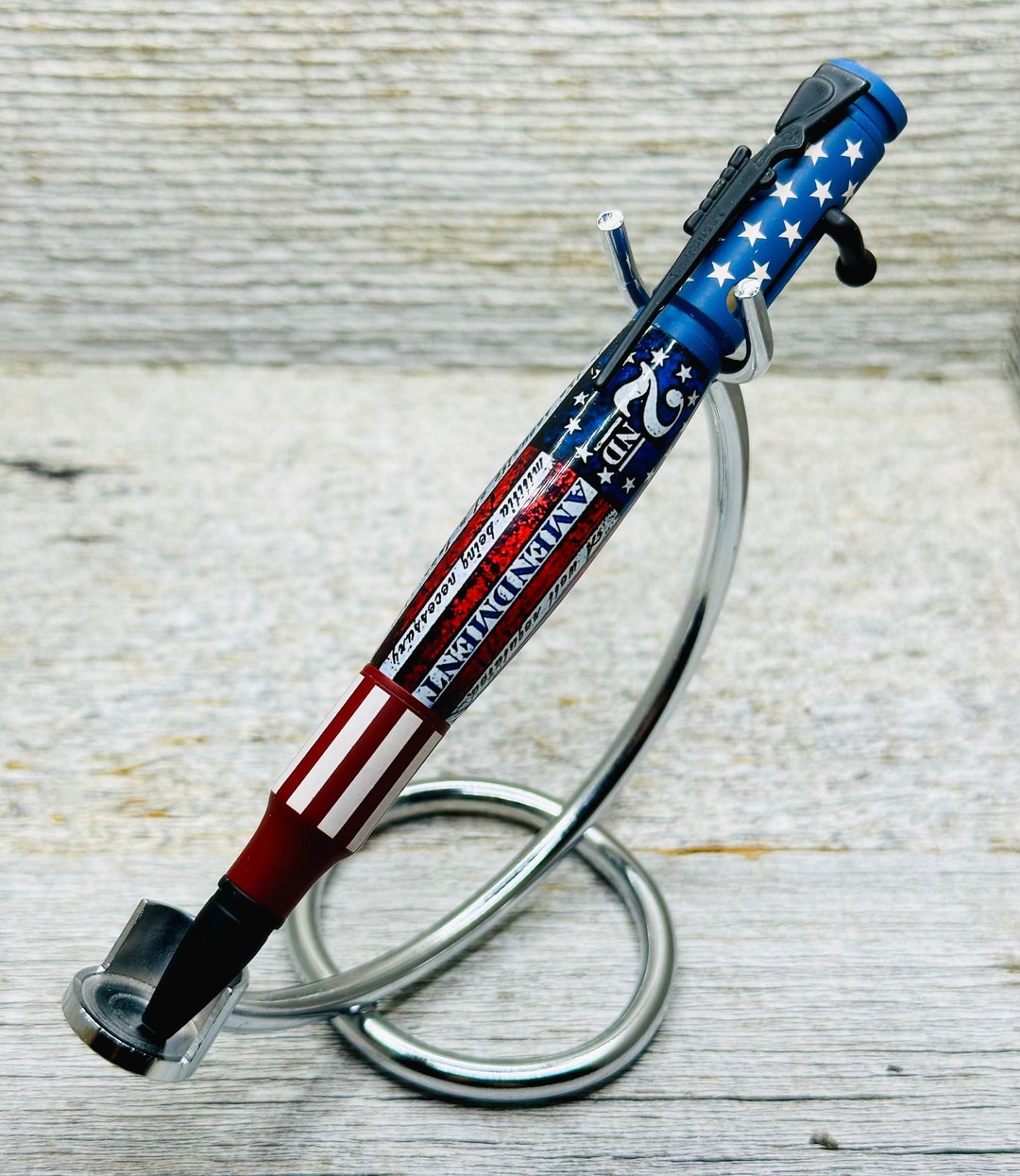 2nd Amendment Bolt Action Ballpoint Pen in Ceramic Red, White and Blue ...