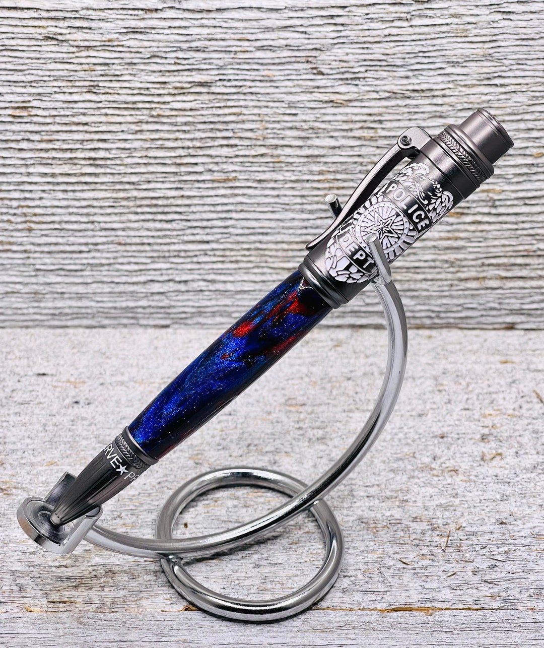 Police protect and Serve Click Ballpoint Pen in Satin Gunmetal Finish ...