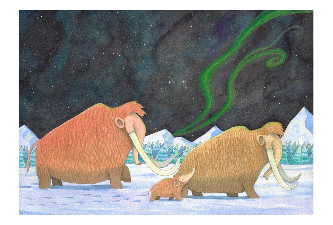 A Mammoth Journey Art Print of Original Watercolour and Ink ...