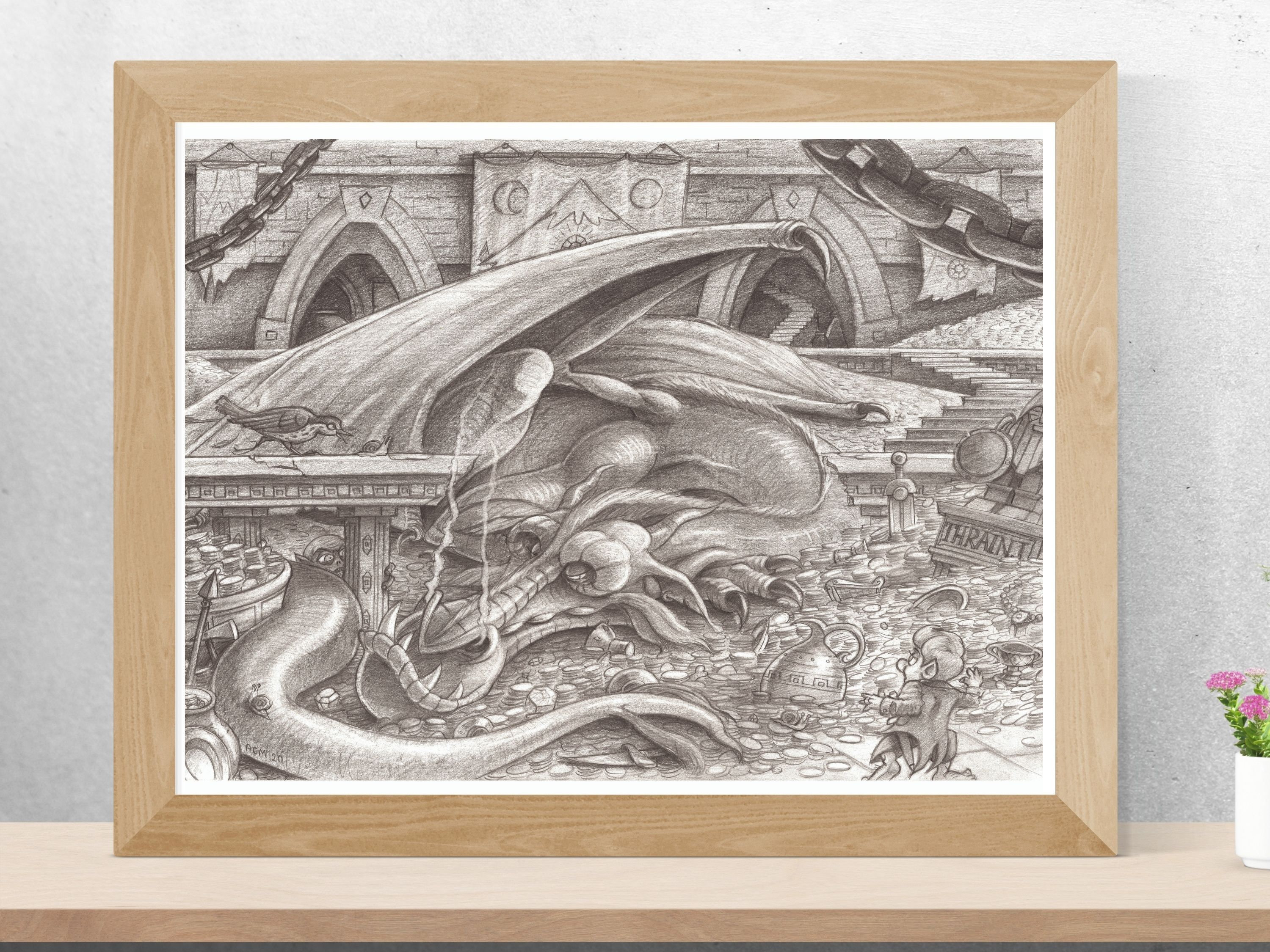 Smaug the Golden Art Print by Andy Morris JRR Tolkien the Hobbit Parody ...
