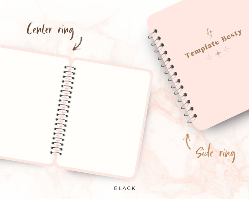 Realistic Digital Planner Rings, Black Metallic Effect, Digital Planner ...