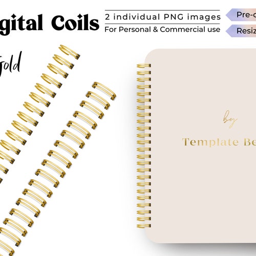 Realistic Digital Planner Coils Spirals Metallic Gold - Etsy