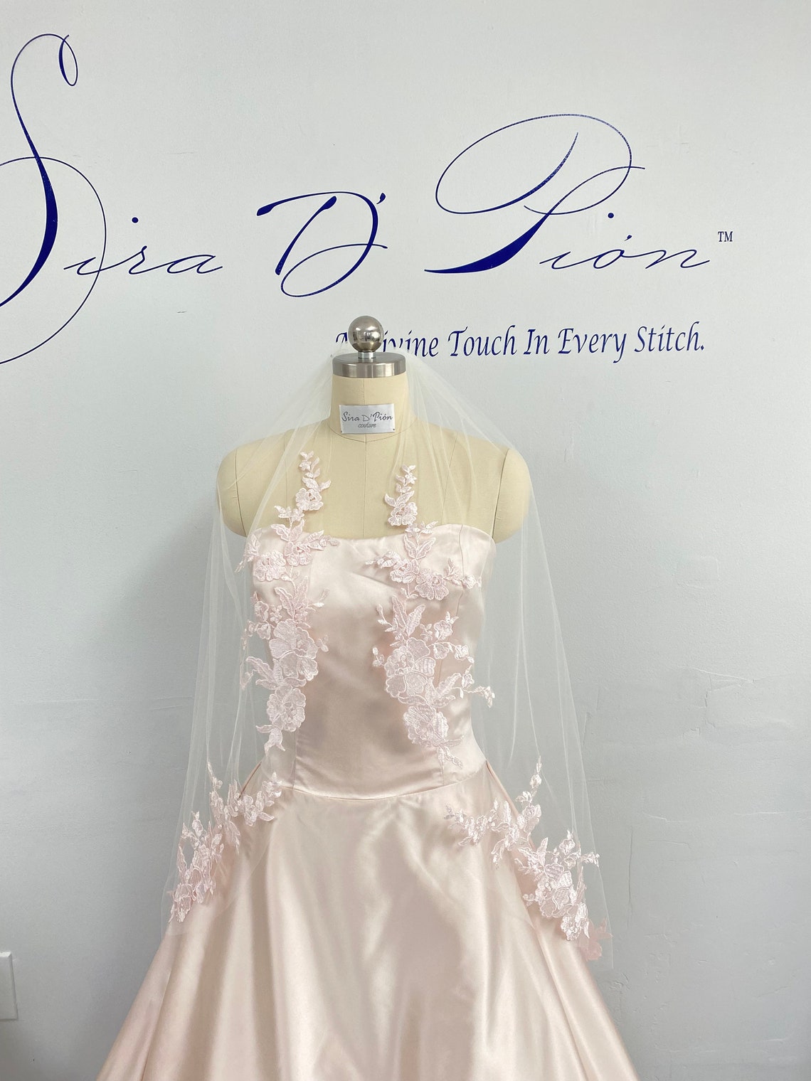 Bridal Blush Pink Veil, Fingertip Length Wedding Veil, Romantic Blush ...