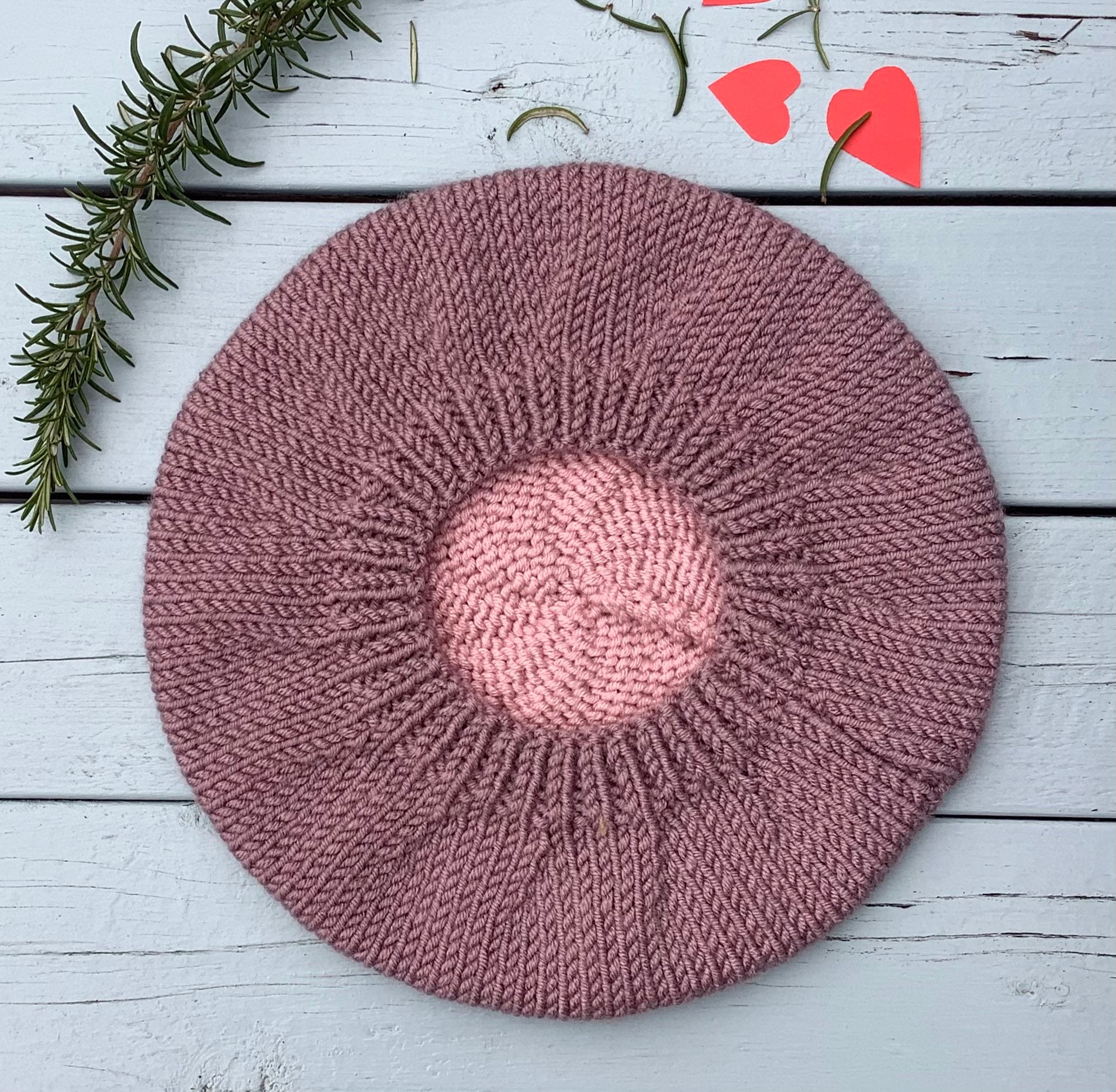 Boina de punto rosa y visón boina de mujer hecha a mano - Etsy España