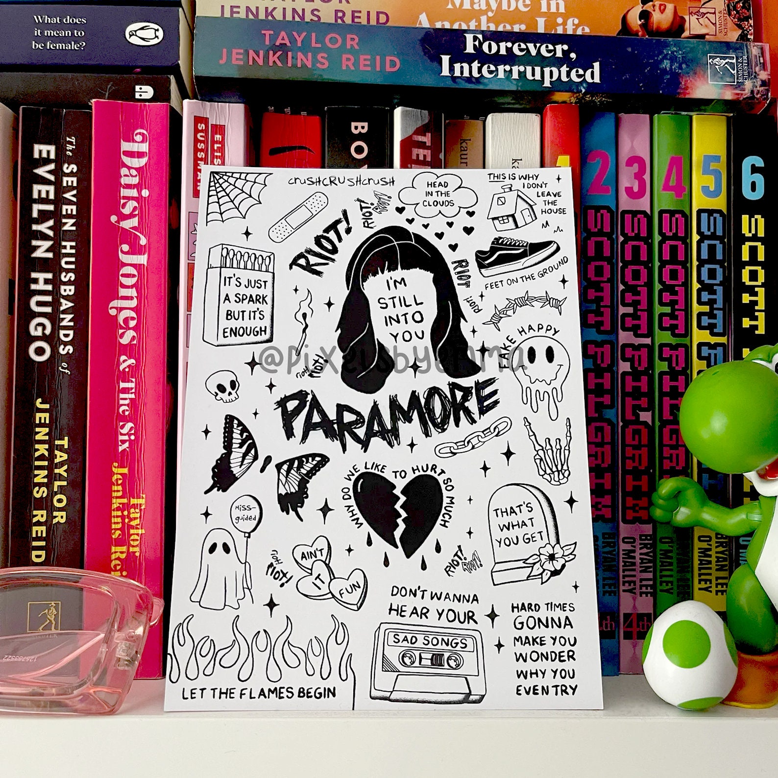 Paramore Doodle Print Poster -Tattoo Flash Sheet Style No Frame