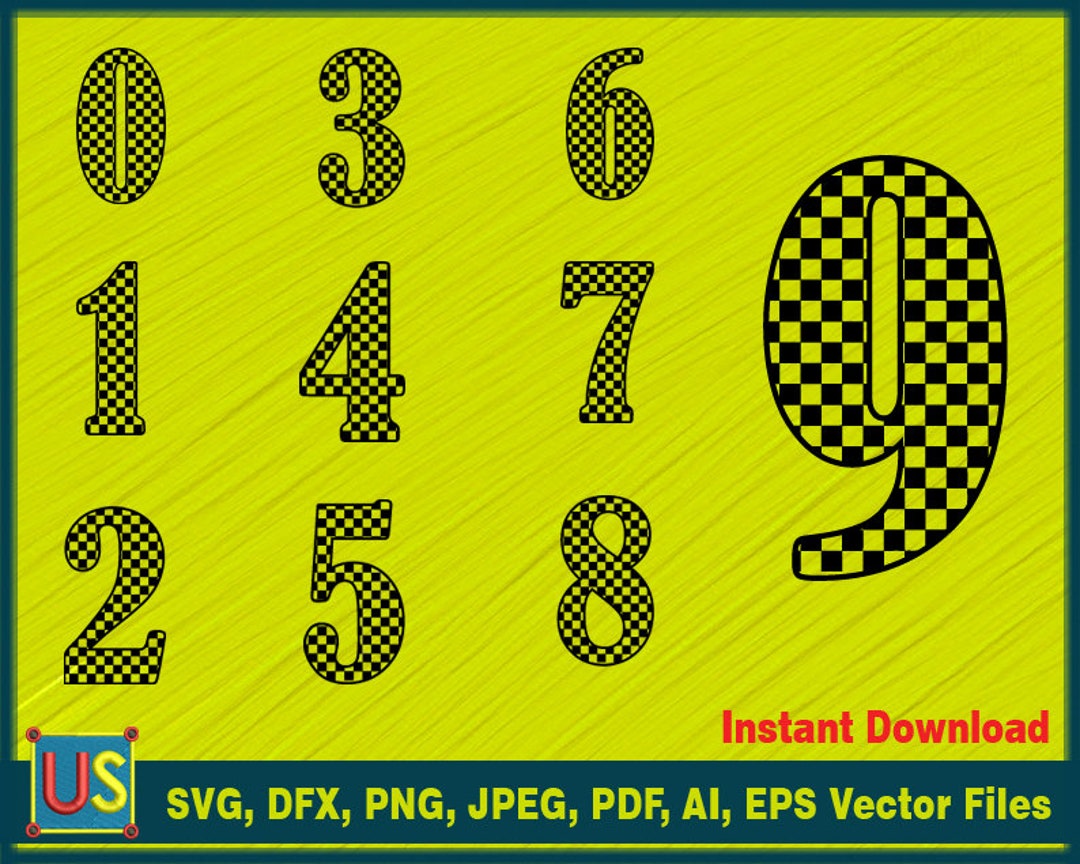 Racing - Checkered Numbers - Cut File for Cricut, Silhouette - INSTANT ...