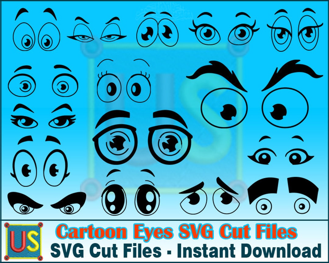 Cartoon Eye, Eyes, Angle, Face, - Cut File for Cricut, Silhouette ...
