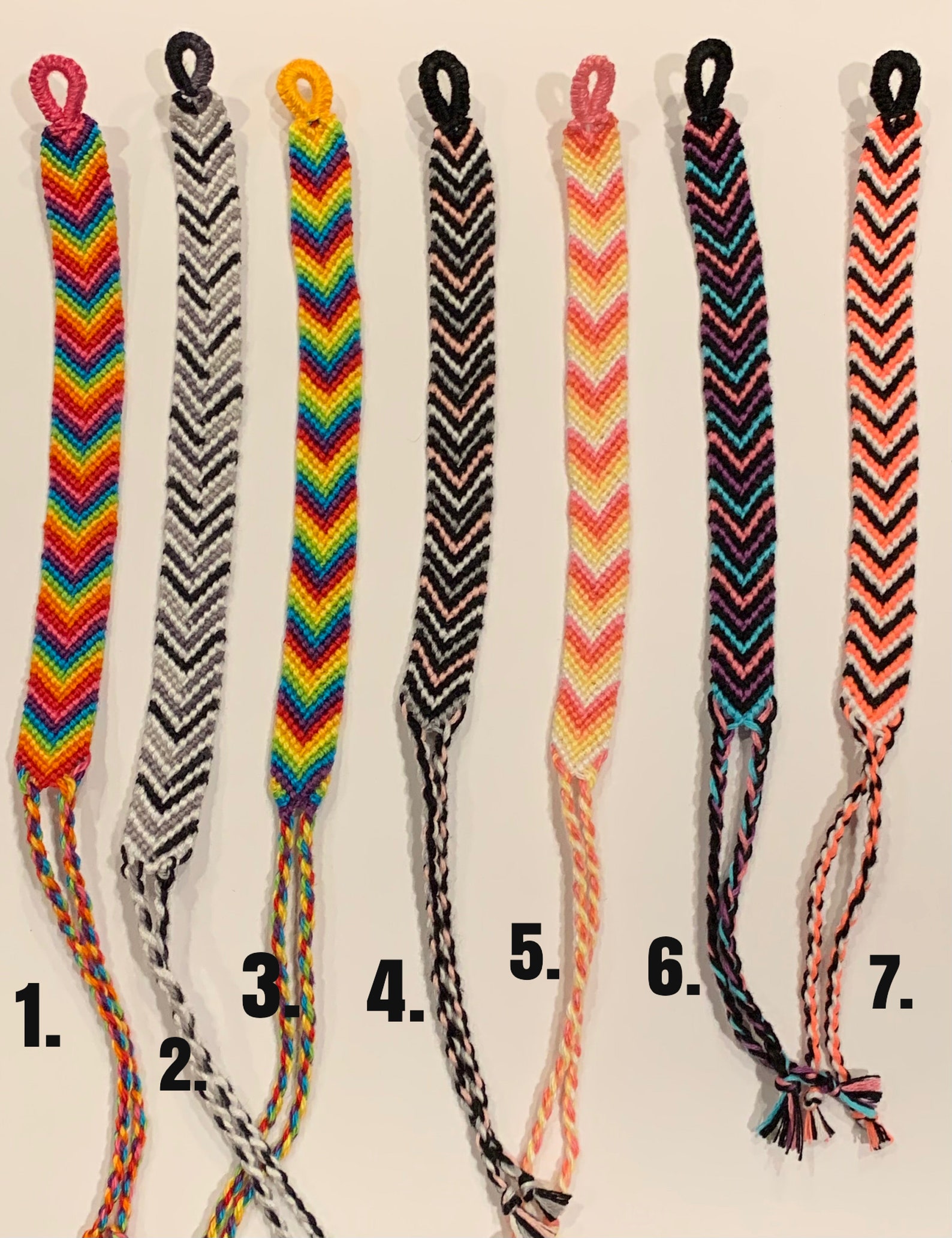 Chevron V-shaped Multicolored String Friendship Bracelet - Etsy