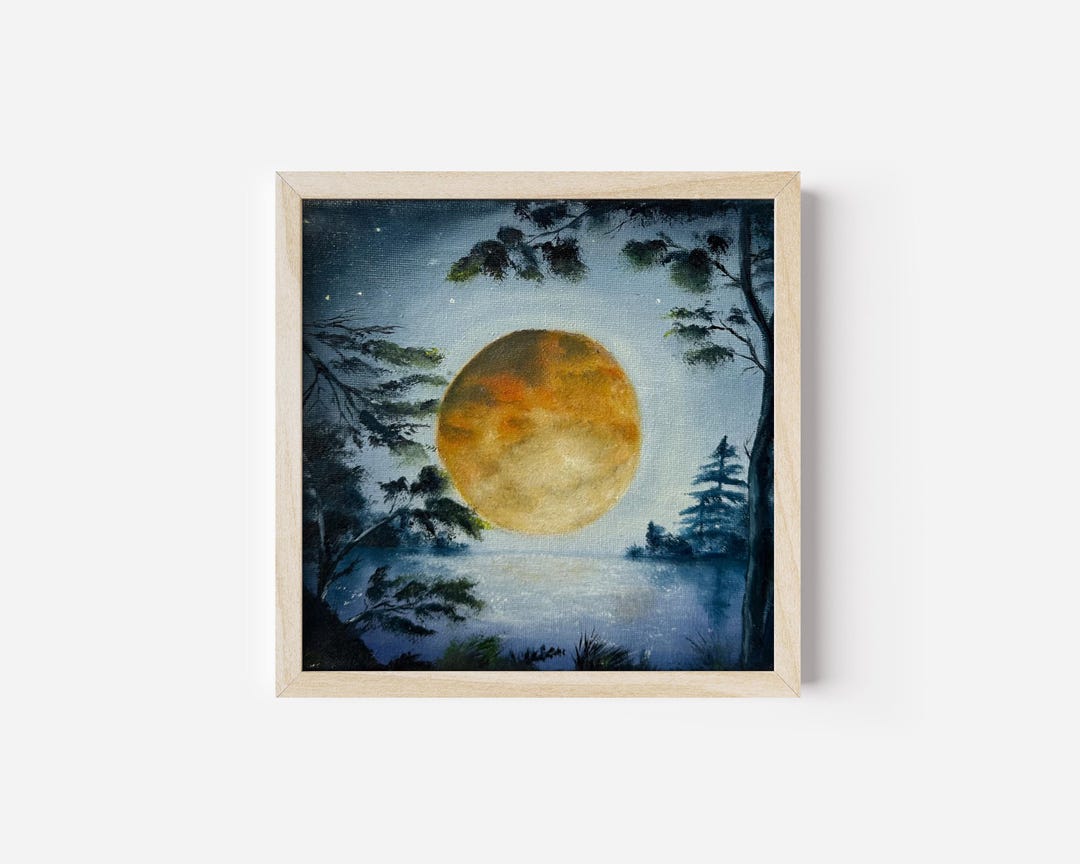 Landscape Painting Moon Moon Light Artwork Classical Artwork Oil Art ...
