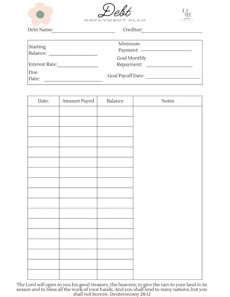 New*debt Tracker | Financial Tracker Forms - Etsy