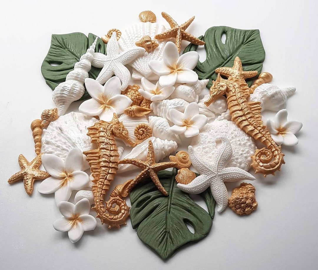 Edible Sugar Seashells Flowers Leaves Cake Toppers Decorations - Etsy