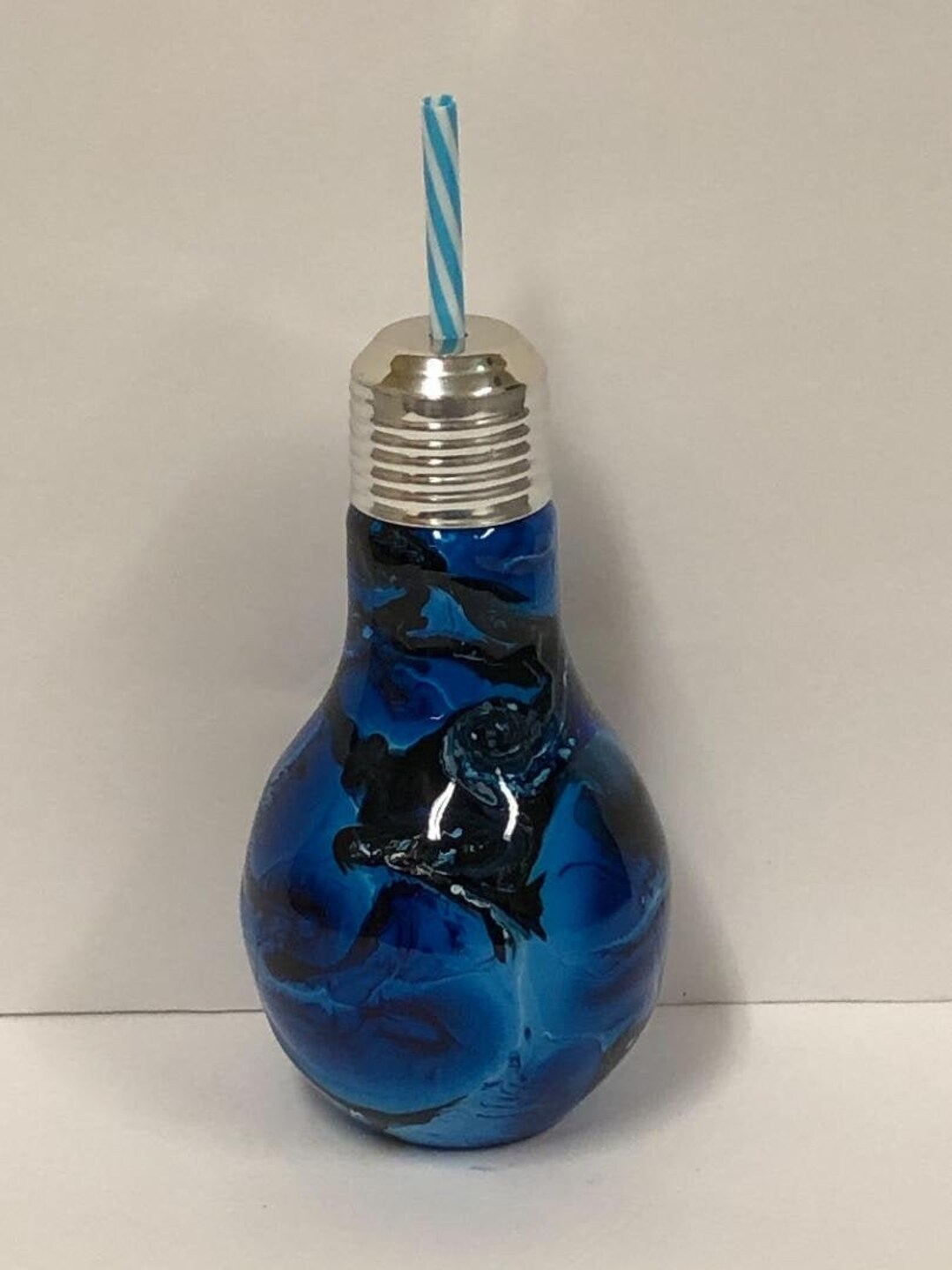 Blue Midnight Drinking Bulb/blue Alcohol Ink Drinking Bulb/unique ...