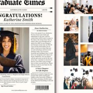 Graduation Newspaper Template With Bonus Magazine Template - Etsy