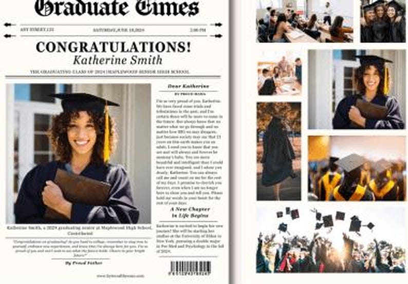 Graduation Newspaper Template With Bonus Magazine Template - Etsy