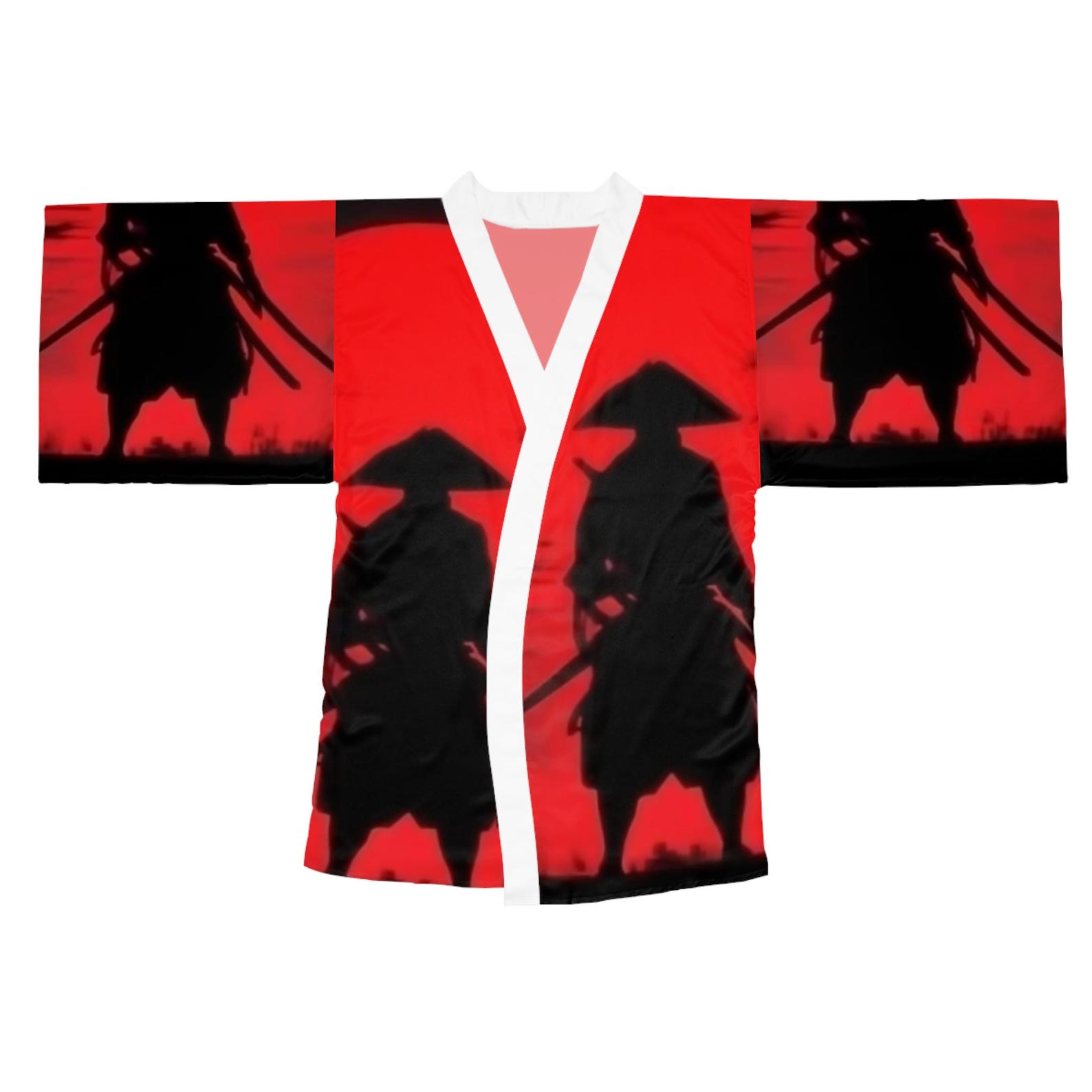 Samurai Kimono Robe, Japanese Robe, Asian Robe, Long Sleeve Robe, Boho ...