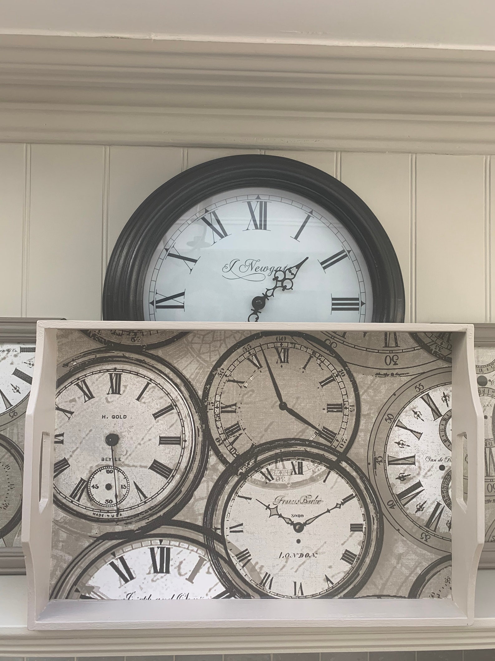 Bespoke Hand Painted Clock Tray in Farrow and Ball colour 'Elephants ...