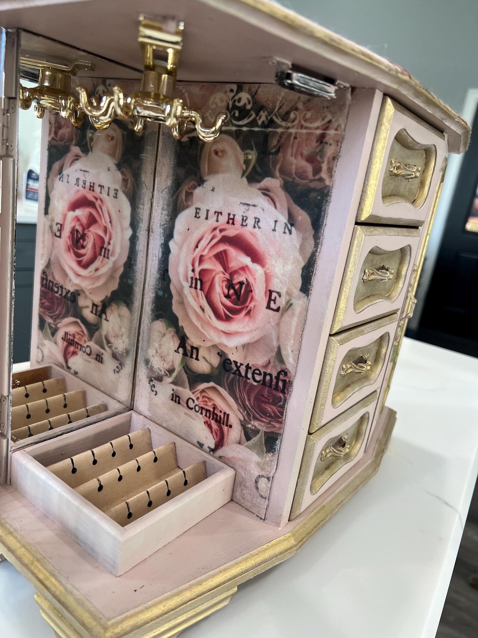 Pink Rose Large Jewelry Box - Etsy