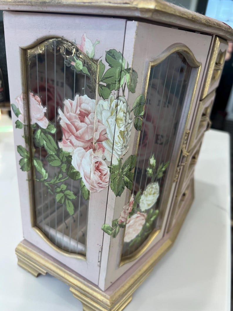 Pink Rose Large Jewelry Box - Etsy