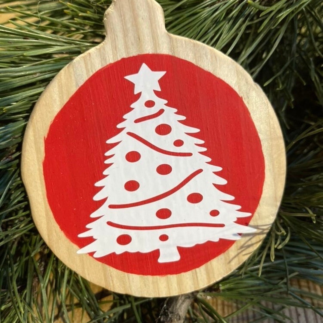 Hand Painted White Red Ornament Tree - Etsy