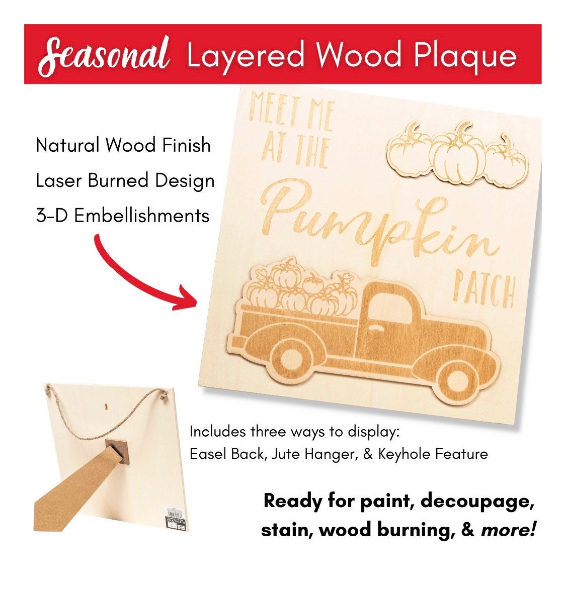 Plaide Beige Unpainted Wood Surface Plaque, Pumpkin Patch 12x12 - Etsy