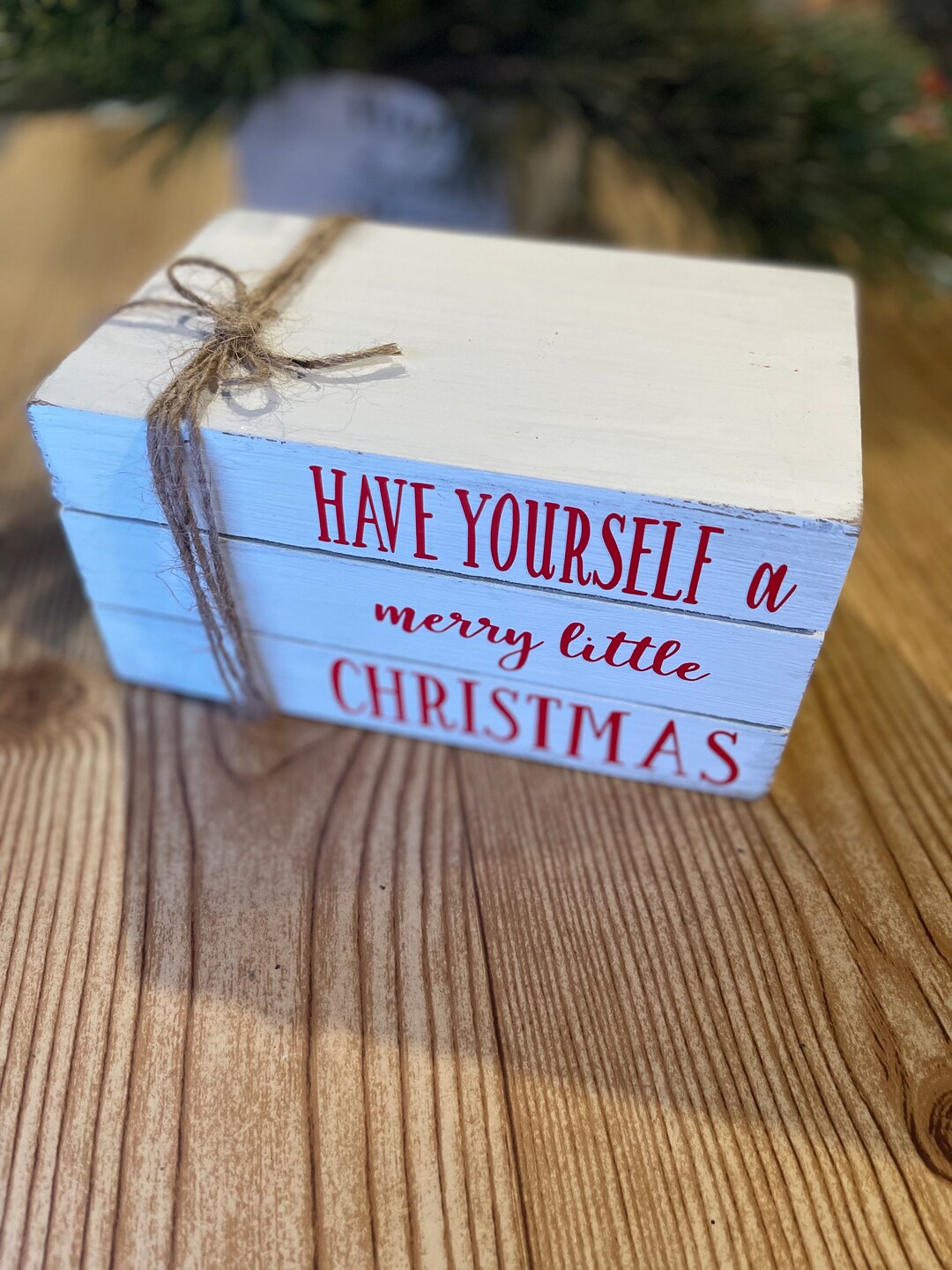 Christmas Book Stack, Farmhouse Decor, Christmas Movie, Home Decor - Etsy