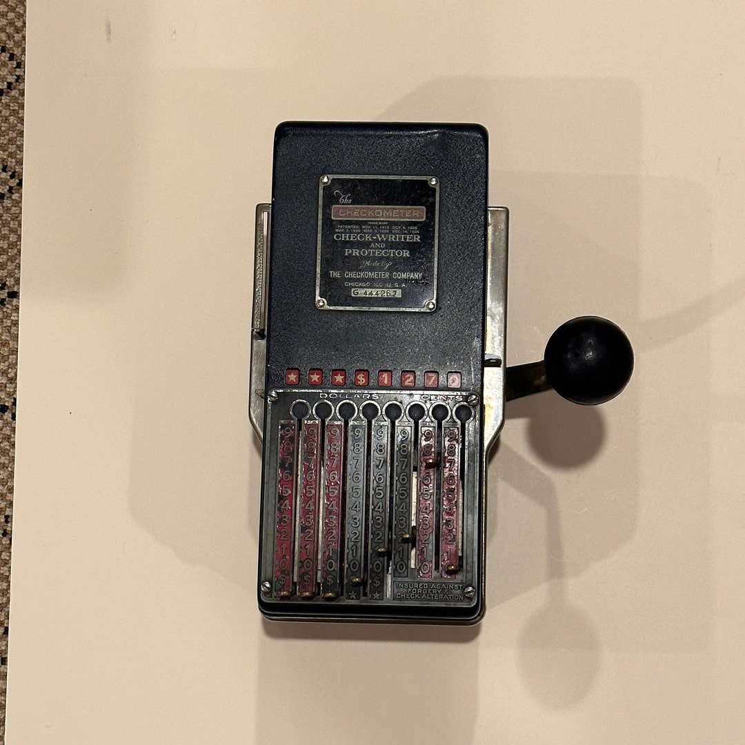 Antique Check Writing Protection Machine 1915-1925 With Wooden Handle ...