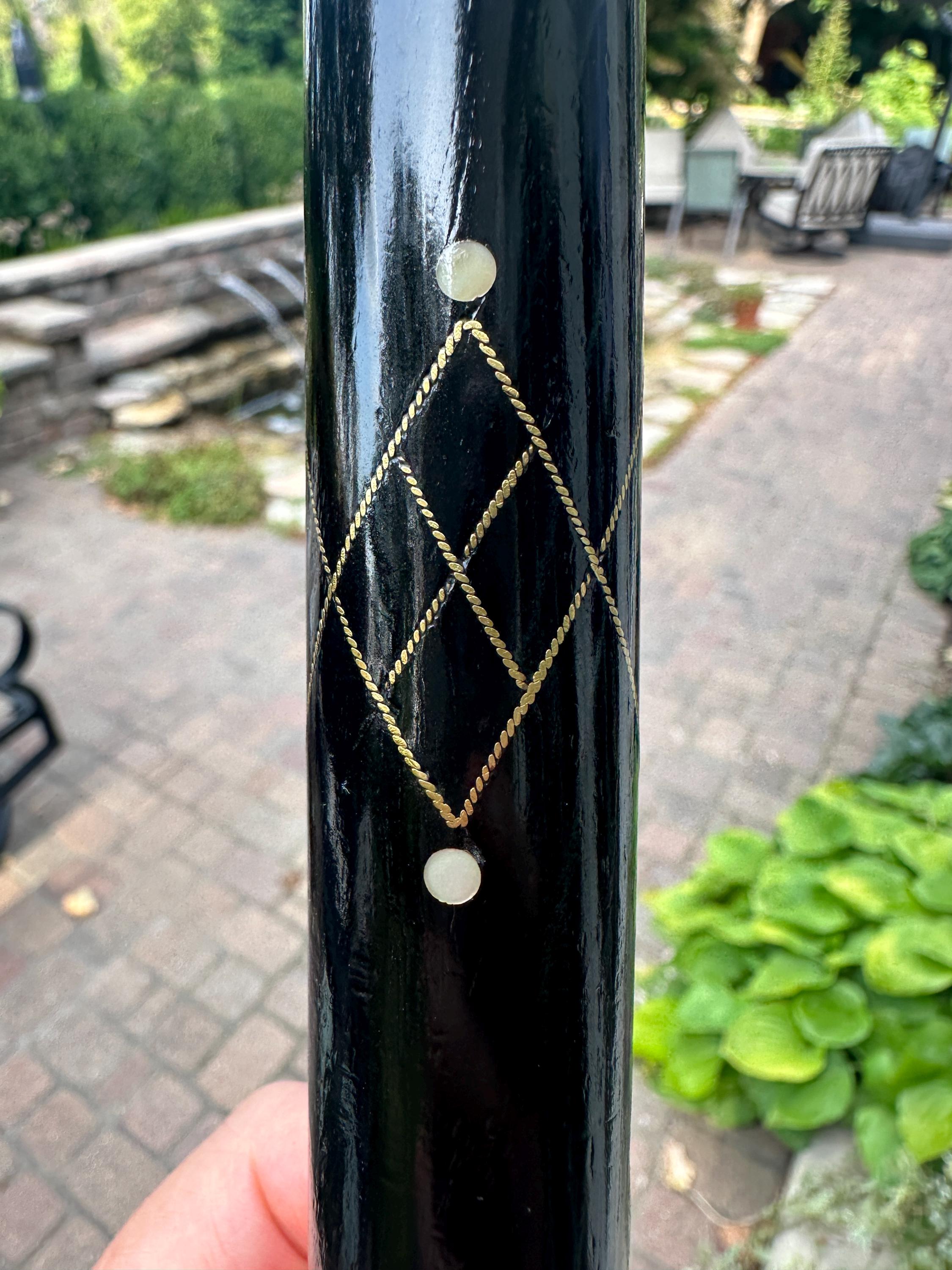 Vintage Ebony Walking Cane With Inlay Gold and MOP With Brass Eagle ...
