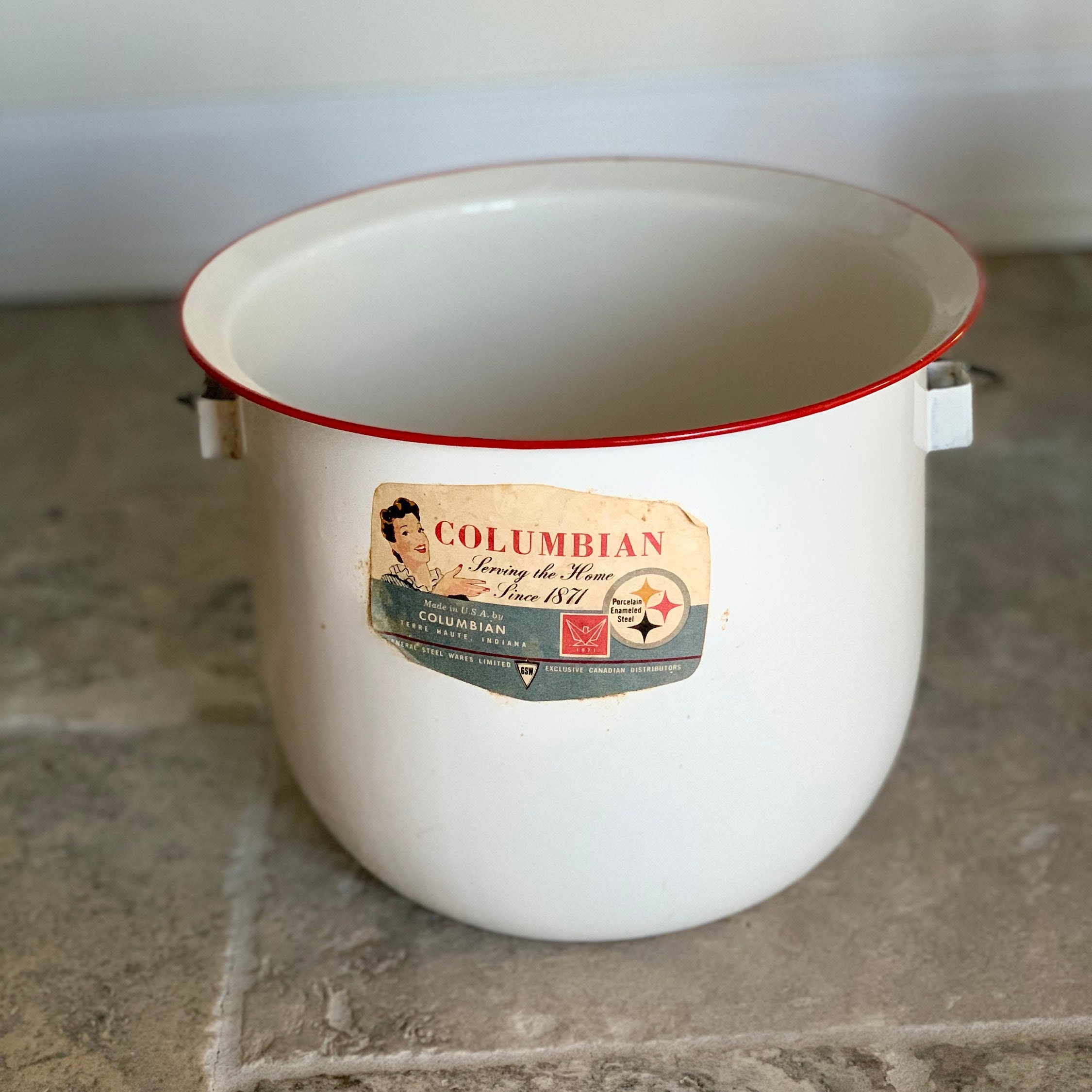 Vintage GSW Enamelware Pail With Label in Good Condition - Etsy