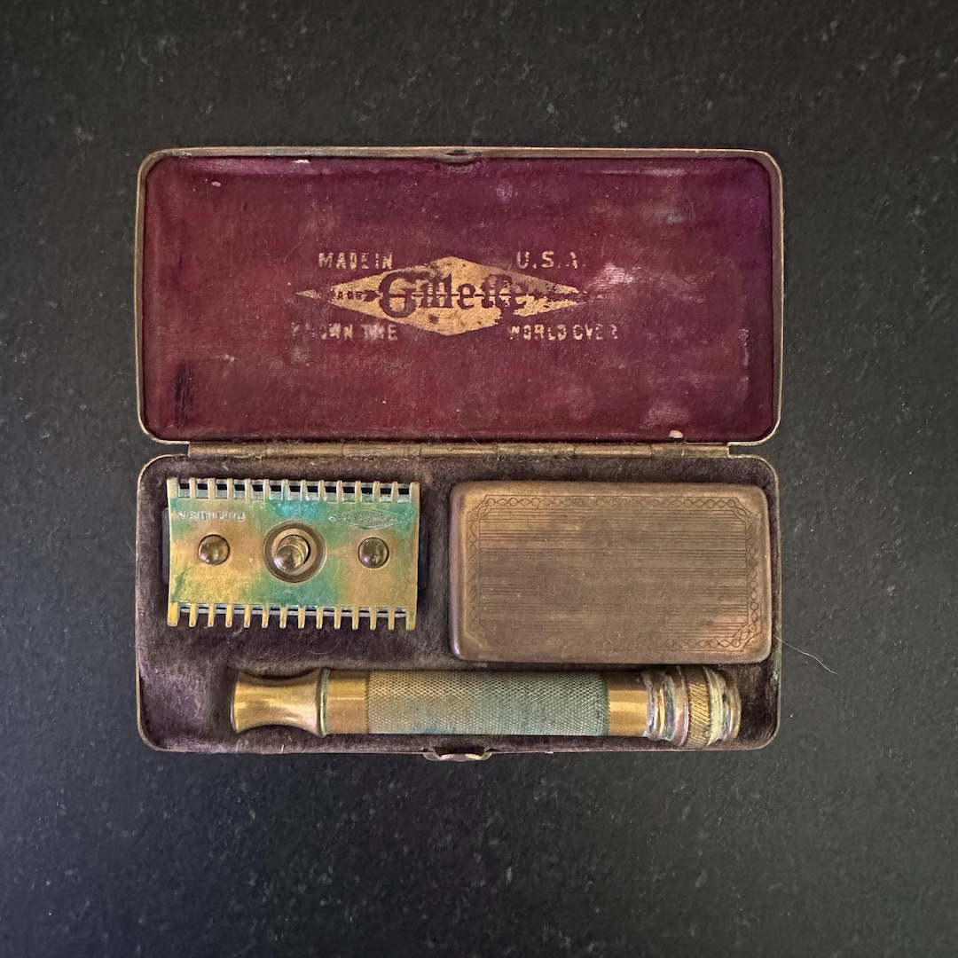Antique Gillette Men’s Travel Razor Kit - Etsy