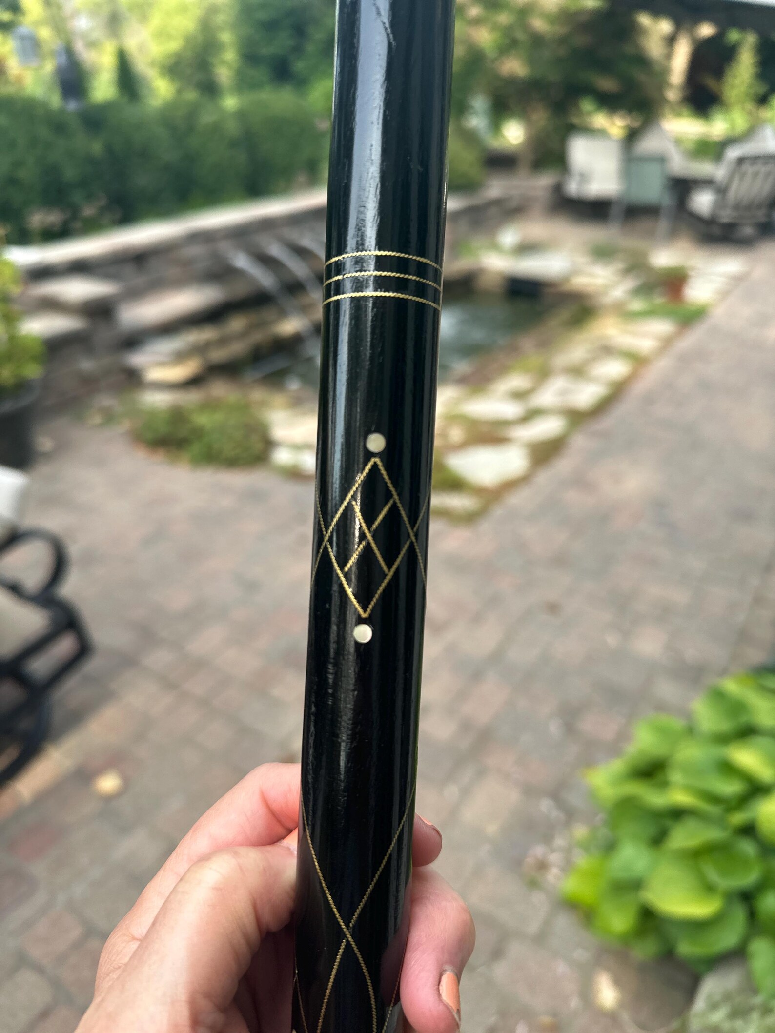 Vintage Ebony Walking Cane With Inlay Gold and MOP With Brass Eagle ...