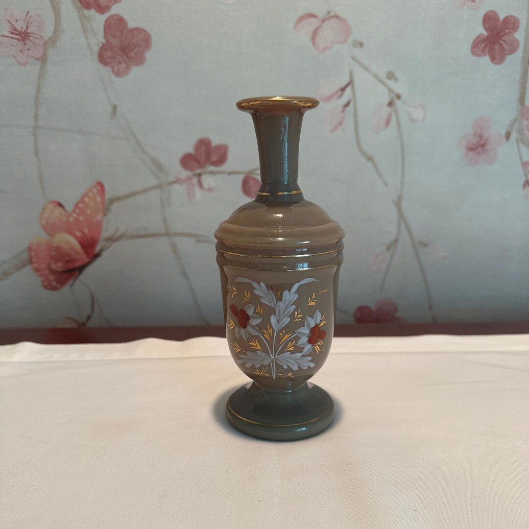Victorian Era Bristol Glass Fireglow Enameled Glass Vase - Etsy