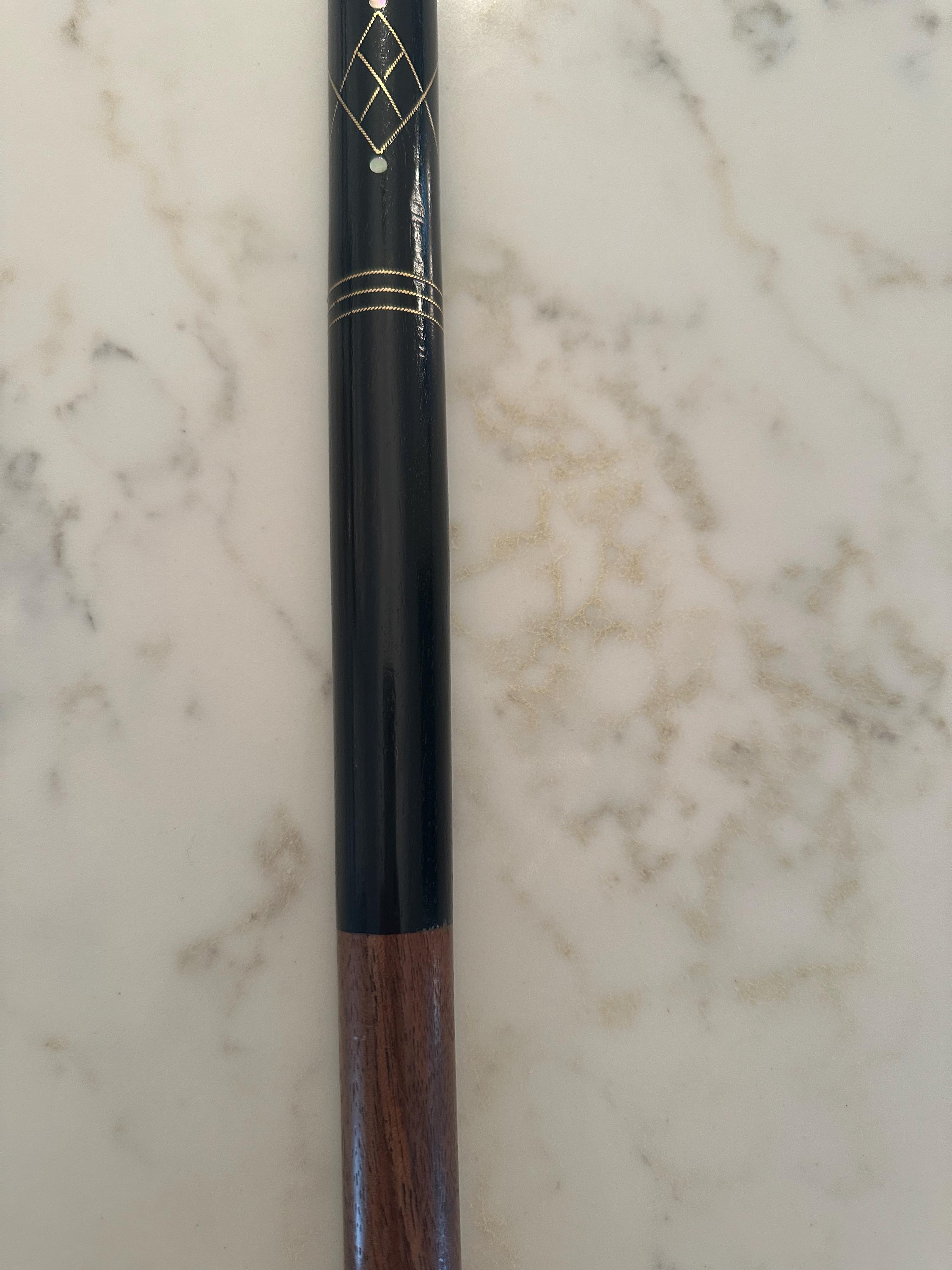 Vintage Ebony Walking Cane With Inlay Gold and MOP With Brass Eagle ...