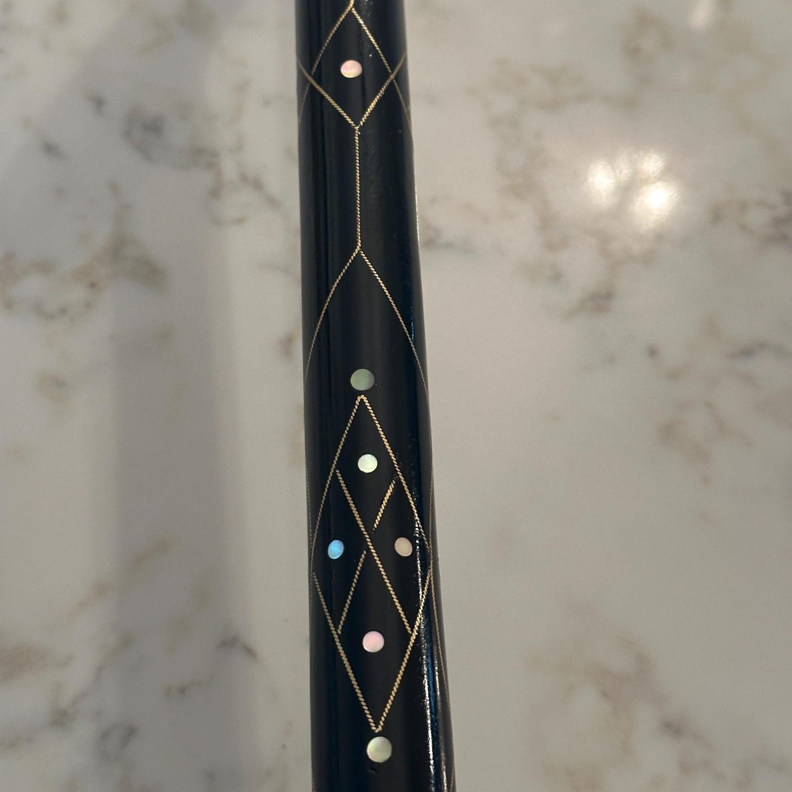 Vintage Ebony Walking Cane With Inlay Gold and MOP With Brass Eagle ...