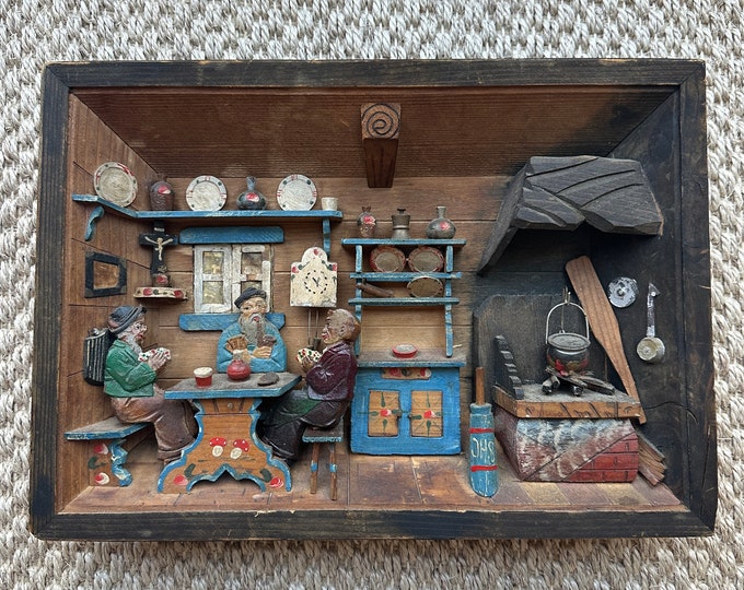 Vintage European Folk Art Diorama Rustic Shadow Box - Etsy