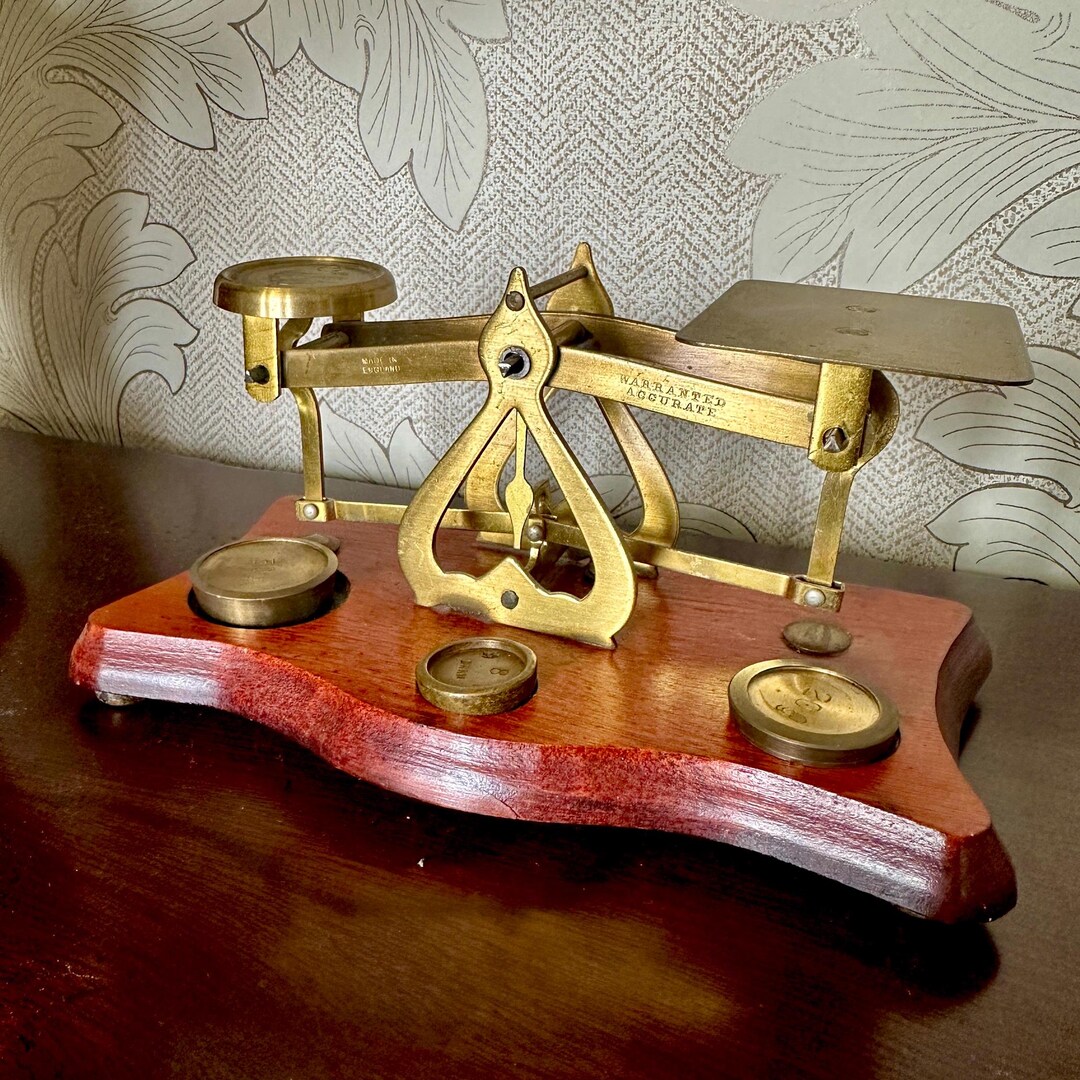 Antique English Balance Scale With 3 Weights - Etsy