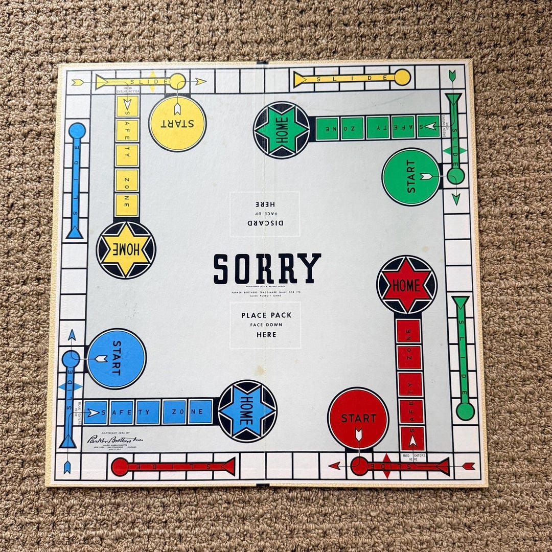 Vintage 1954 Sorry Board Only Game Room Decor - Etsy