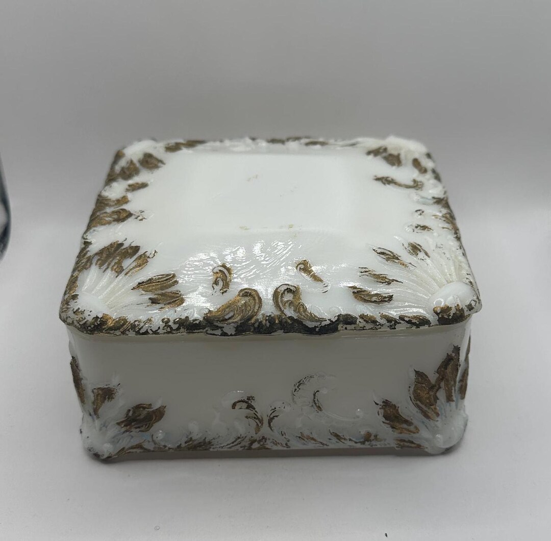 Antique 1890s Victorian Milk Glass Trinket Box by Dithridge and Co - Etsy