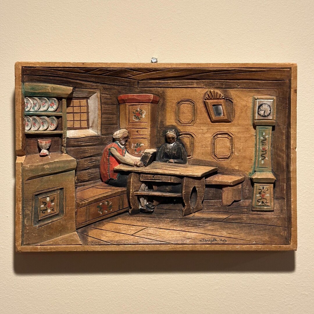 Vintage European Folk Art Diorama Rustic Shadow Box - Etsy