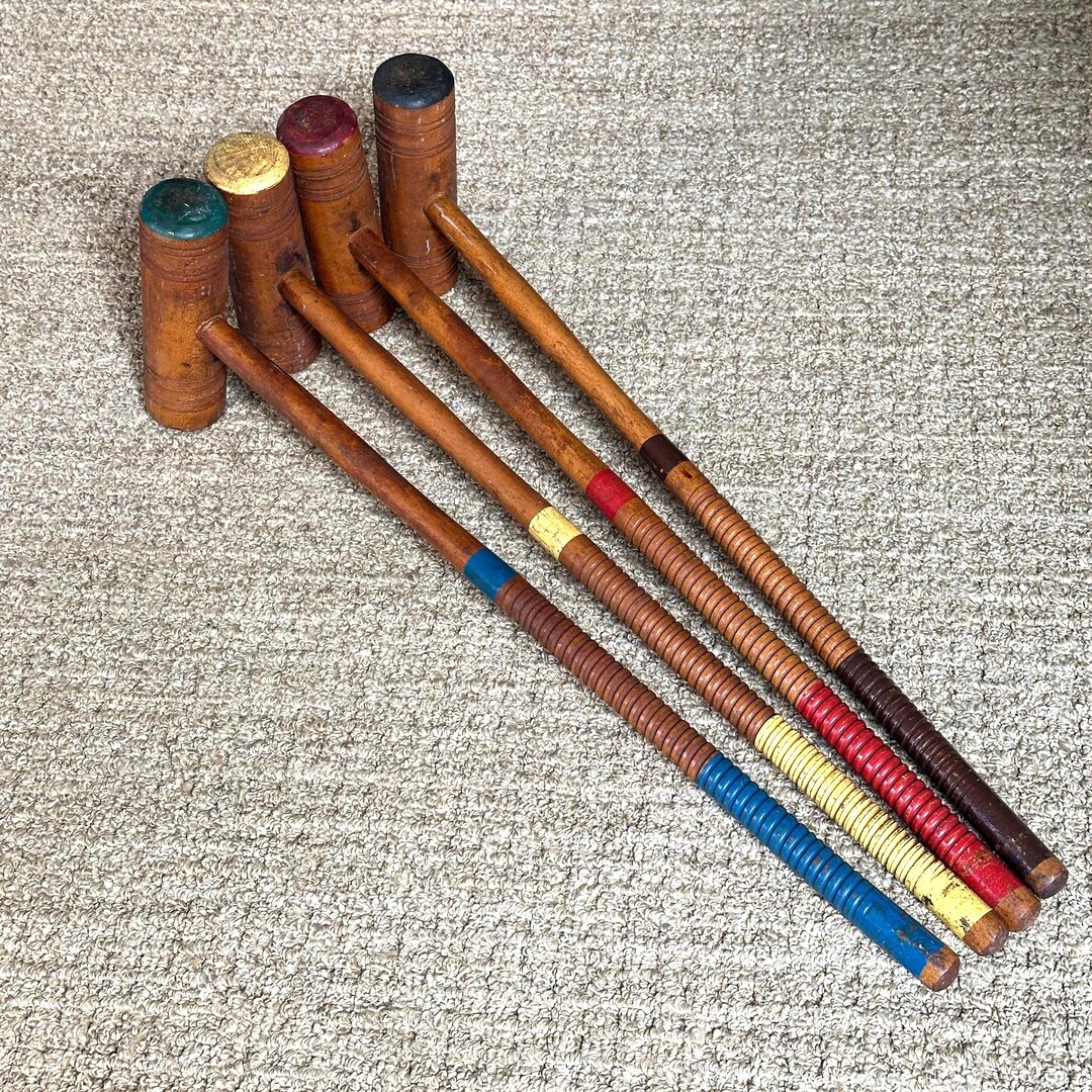 Vintage Croquet Sticks Set of 4:vintage Outdoor Game Equipment - Etsy UK